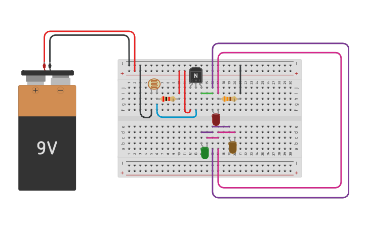 Circuit design Automatic night lamp LDR - Tinkercad