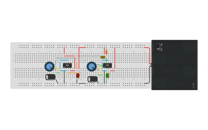 Circuit design TRAFFIC LIGHT CONTROLLER USING IC 555 - Tinkercad