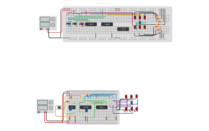 Circuit design Dice LED - Tinkercad