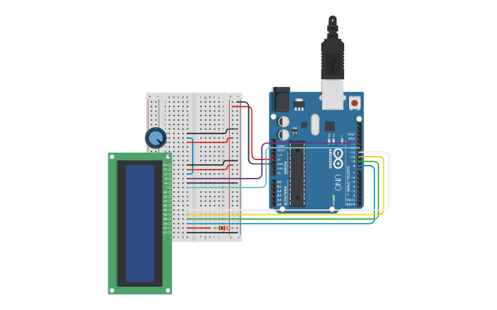 Circuit design Circuit 4A: LCD Hello World - Tinkercad