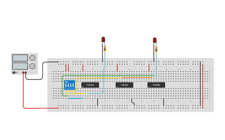 Circuit design Half subtractor using basic gates | Tinkercad Circuit design Half subtractor using basic gates | Tinkercad