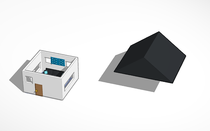 3D design house with windows in progress - Tinkercad
