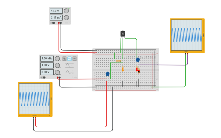 Circuit design Emitter Follower Exp 4 - Tinkercad