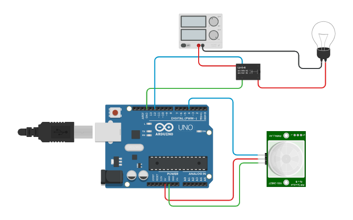 Circuit design Sensor Gerak | Tinkercad