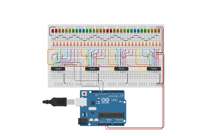 Circuit design 32 led yakma | Tinkercad