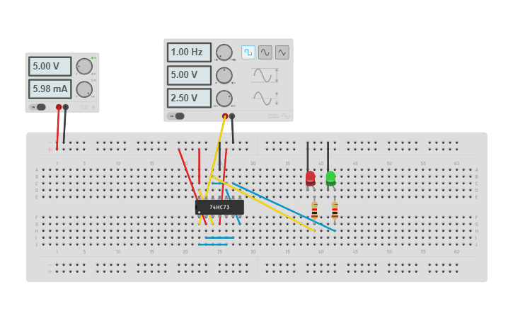 Circuit design Synchronous up counter | Tinkercad