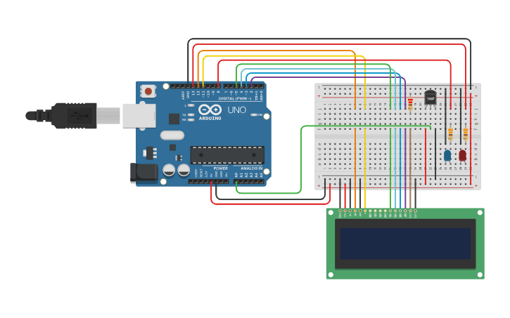 Circuit design Sensor de Temperatura - Tinkercad