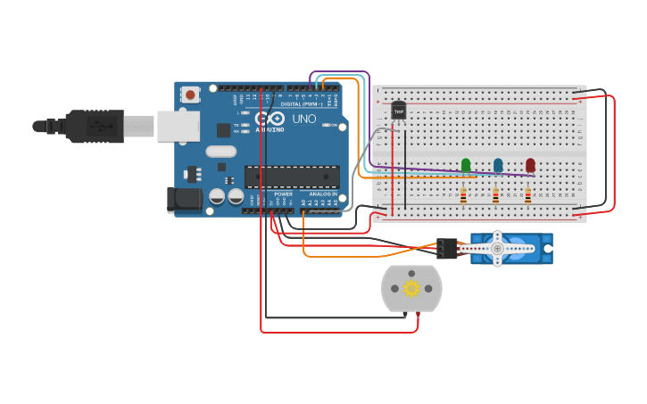 Circuit design M-E2 DC AND SERVO MOTORS - Tinkercad