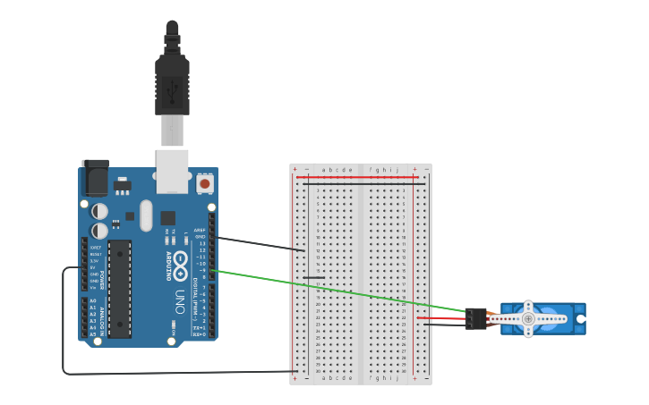 Circuit design Boom Gate Servo - Tinkercad