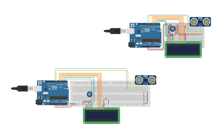 Circuit design ULTRASONIC SENSOR LCD SEGMENT - Tinkercad