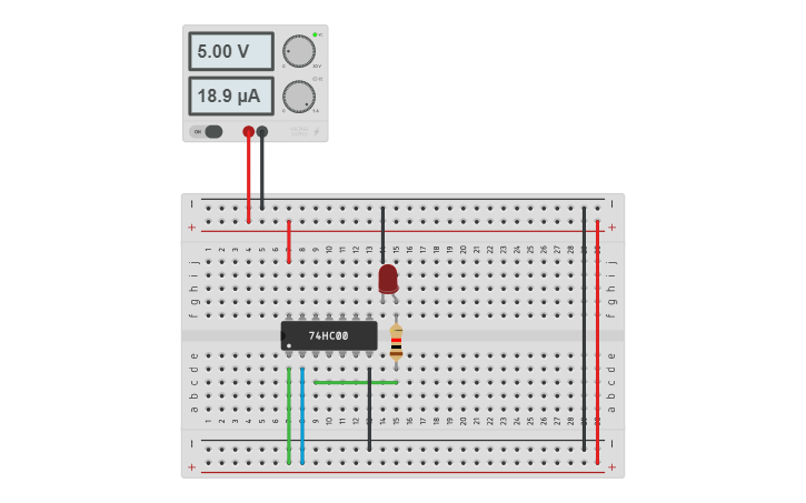 Circuit design 74HC00 NAND | Tinkercad