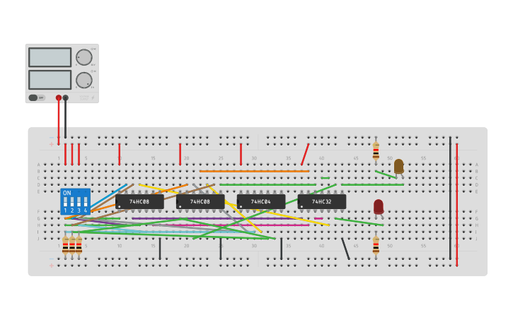 Circuit design Practicas digitales 7 | Tinkercad