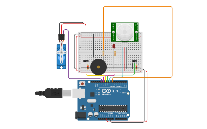 Circuit design Alarma- puerta | Tinkercad