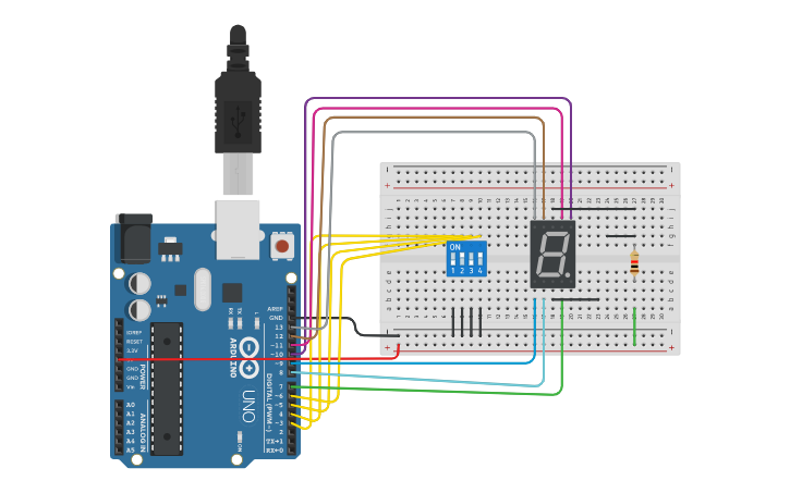 Circuit design Seven Segment Schematic Diagram | Tinkercad