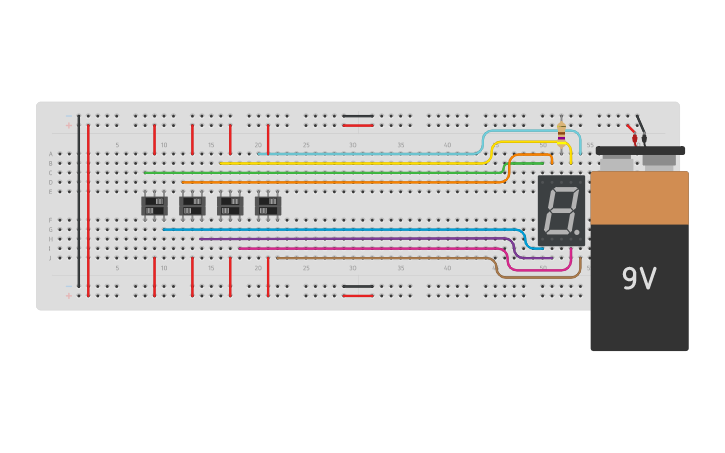 Circuit design 7 segment character | Tinkercad