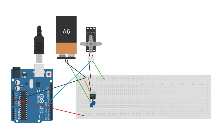 Circuit design 05b Servo motor control | Tinkercad
