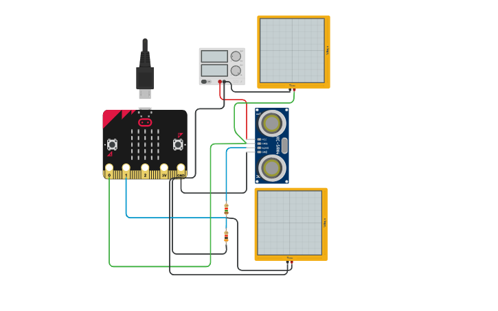 Circuit design Micro:bit Ultrasonic (MakeCode) - Tinkercad