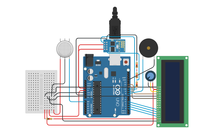 Circuit Design Air Pollution Detector Tinkercad