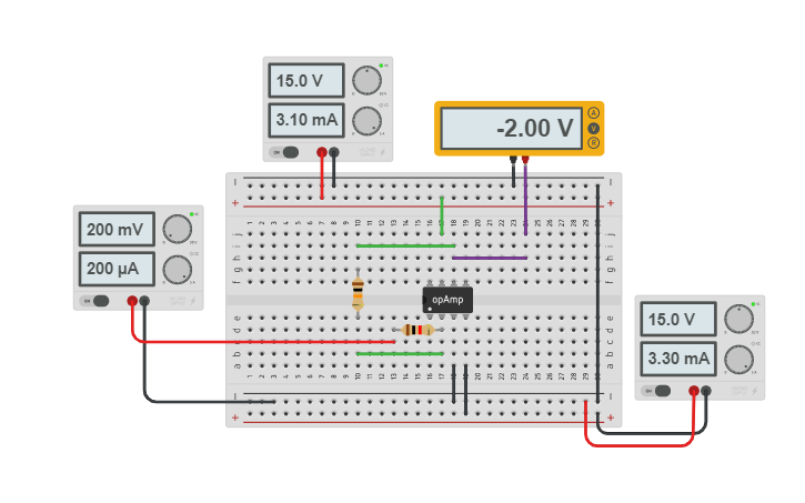Circuit Design Inverting Amplifier Tinkercad