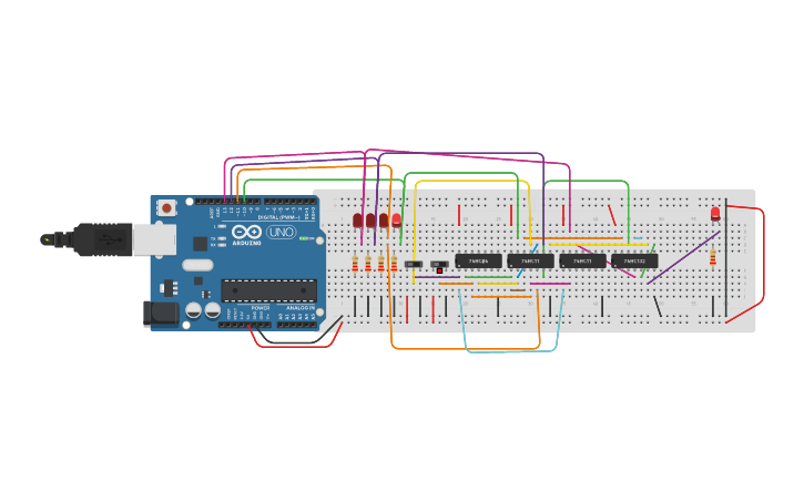 Circuit design MULTIPLEXOR DE 4 BITS | Tinkercad