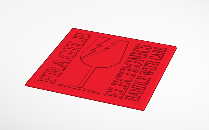 3D design Fragile - Electronics, handle with care plate - Tinkercad