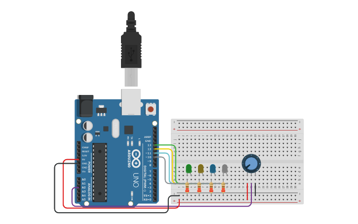 Circuit design Led con Arduino(programación por bloque) - Diana Carrillo - Tinkercad