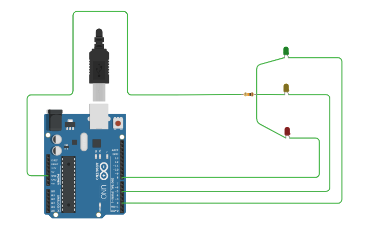 Circuit design María Reyes Ejercicio 2 Guía Global Semaforo | Tinkercad