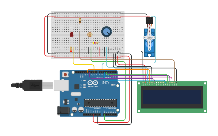 Circuit design sensor cahaya - Tinkercad