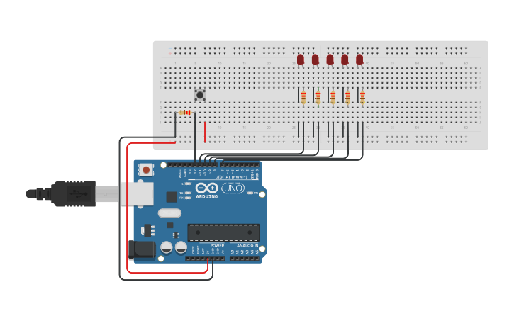 Circuit design Drum Led strips | Tinkercad