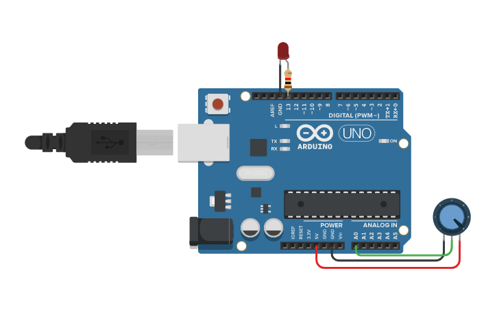 Circuit design Potênciometro Básico - Tinkercad