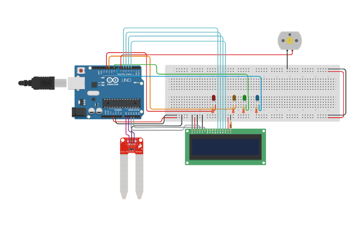 Circuit design Automatic Irrigation - Tinkercad