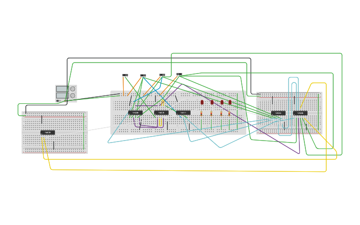 Circuit design BCD to excess 3 (Assignment-1) - Tinkercad