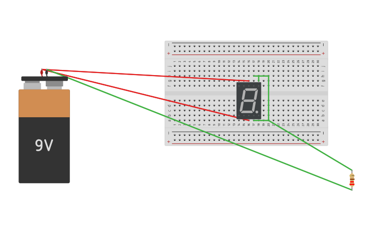 Circuit design Display 7 segmentos anodo - Tinkercad