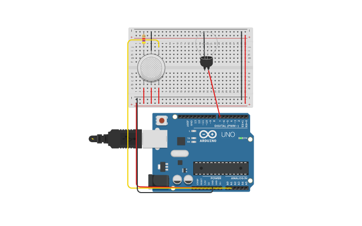 Circuit design GAS-SENSOR UWU | Tinkercad
