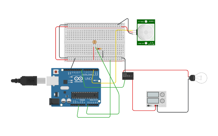 Circuit design Automatic Room Lighting System - Tinkercad