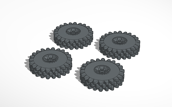 3D design Axial scx24 mud tires - Tinkercad