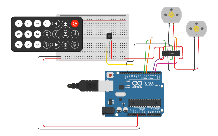 Circuit design Infra Red Controlled Robot - Tinkercad
