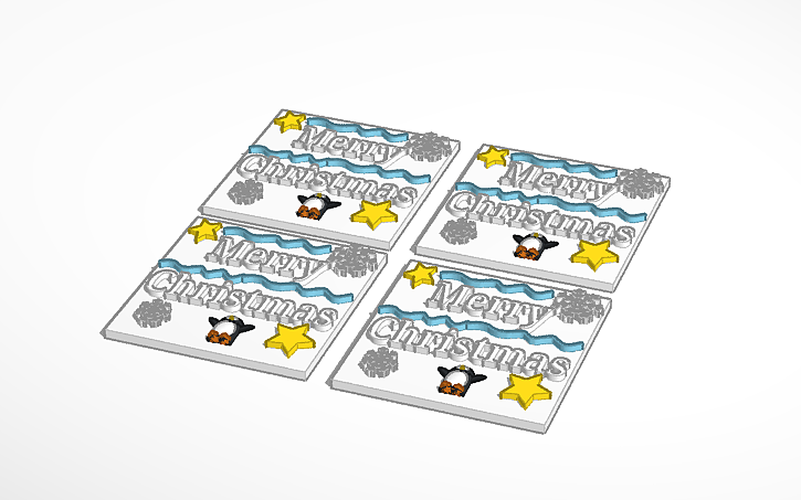 3D design Merry Christmas Tiles | Tinkercad