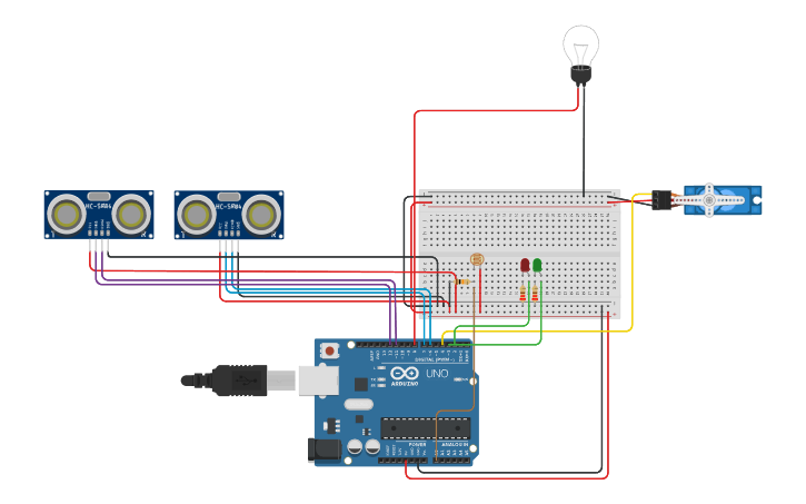 Circuit design Parqueadero | Tinkercad