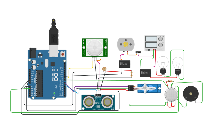 Circuit design Smart Home Sensor - Tinkercad