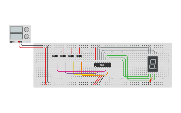 Circuit design Kurnia Arbianto BCD to 7 segment decoder - Tinkercad