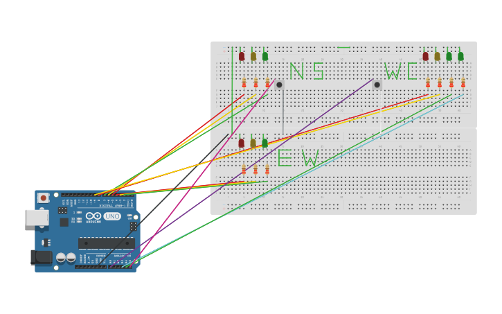 Circuit design Traffic Light - Tinkercad