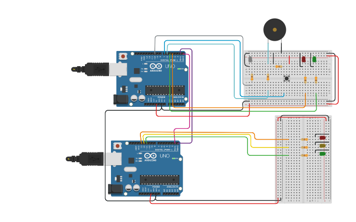Circuit design Simulador de semáforo - Tinkercad