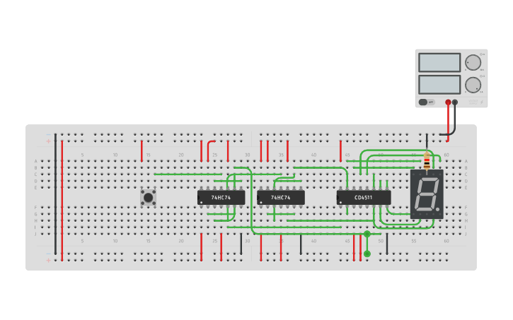 Circuit Design 4 Bit Asynchronous Down Counter Tinkercad