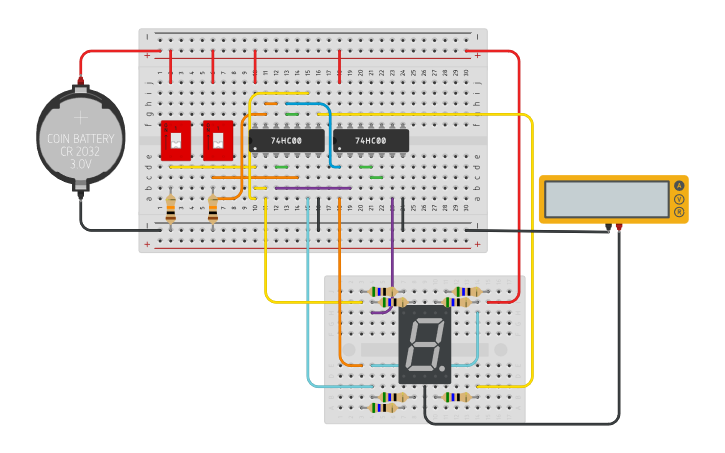 Circuit design 7 segments et NAND - Tinkercad