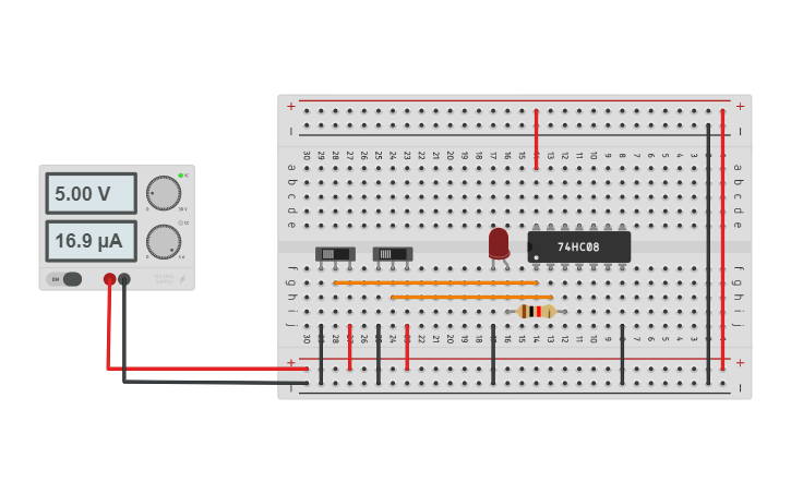 Circuit Design Accensione Led Porta Logica And Tinkercad
