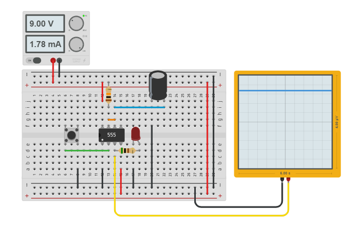 Circuit design Monostable 555 Simulation | Tinkercad
