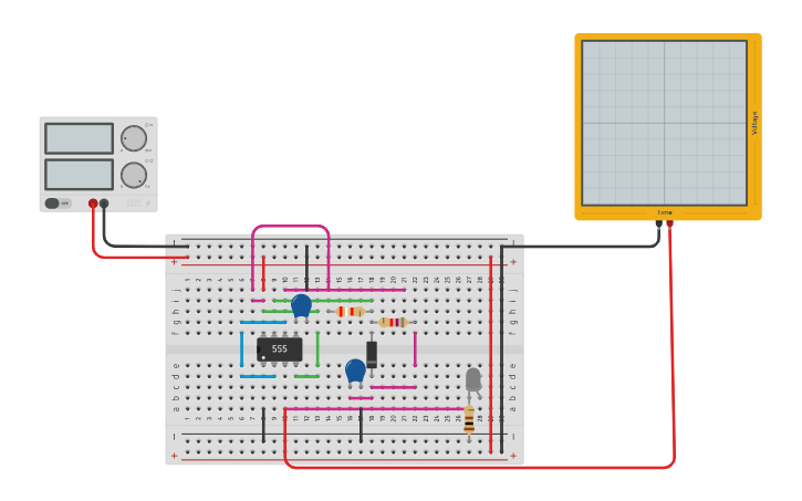 Circuit design astable multivibrator - Tinkercad