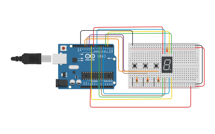 Circuit design 7 SEGMENTLİ DİSPLAY - Tinkercad