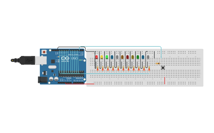 Circuit Design Leds Con Boton Tinkercad